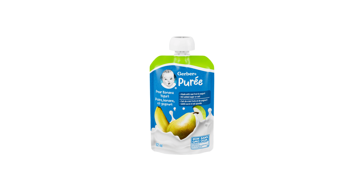 Gerber Pear Banana Yogurt Puree Made with Real Fruit and Yogurt